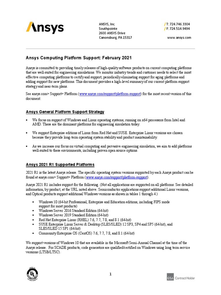 Ansys Platform Support Strategy Plans February 2021 | PDF | Desktop ...