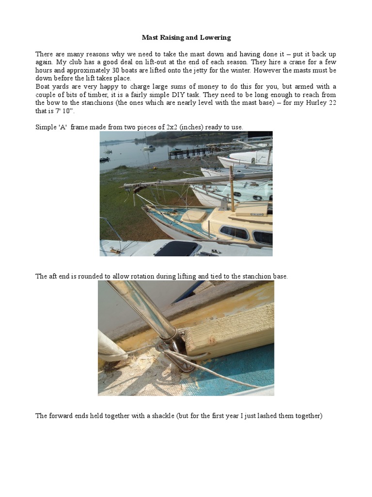 Mast Raising and Lowering | PDF | Mast (Sailing) | Rigging