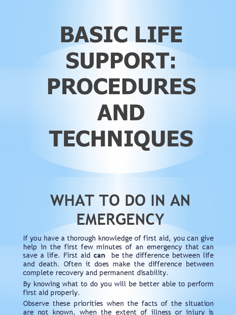 Basic Life Support: Procedures AND Techniques | PDF