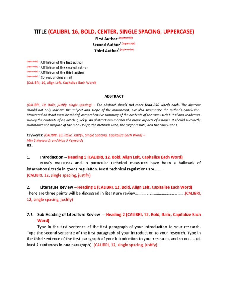 Title: (Calibri, 16, Bold, Center, Single Spacing, Uppercase) | PDF ...