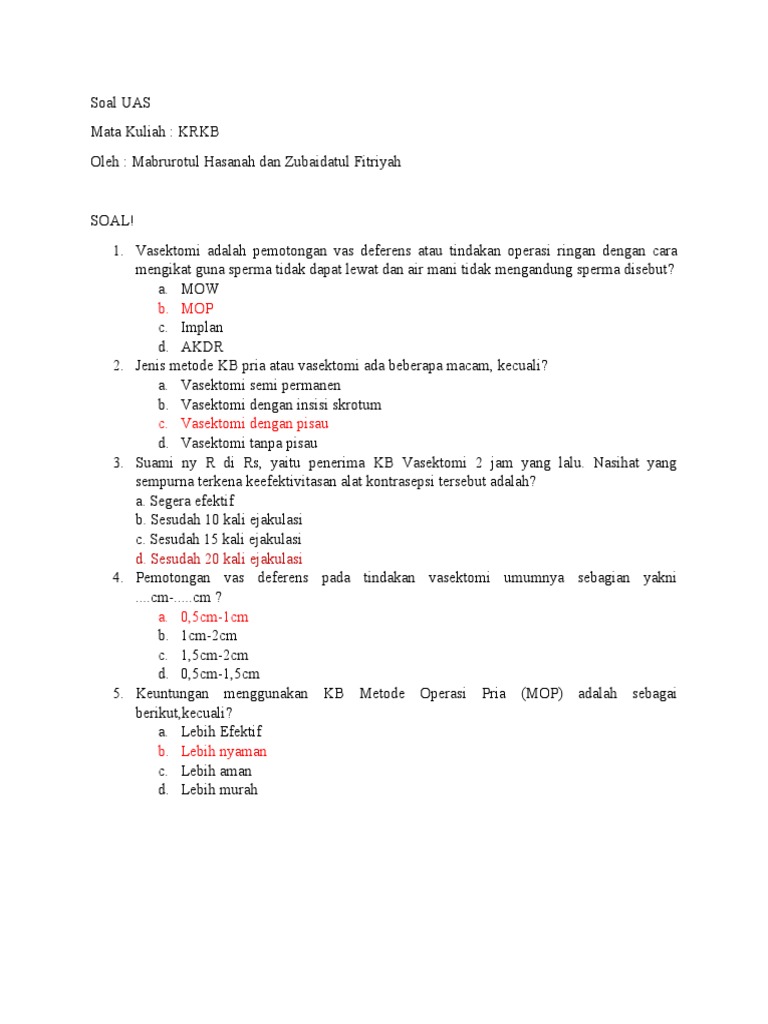 Soal UAS Kespro | PDF