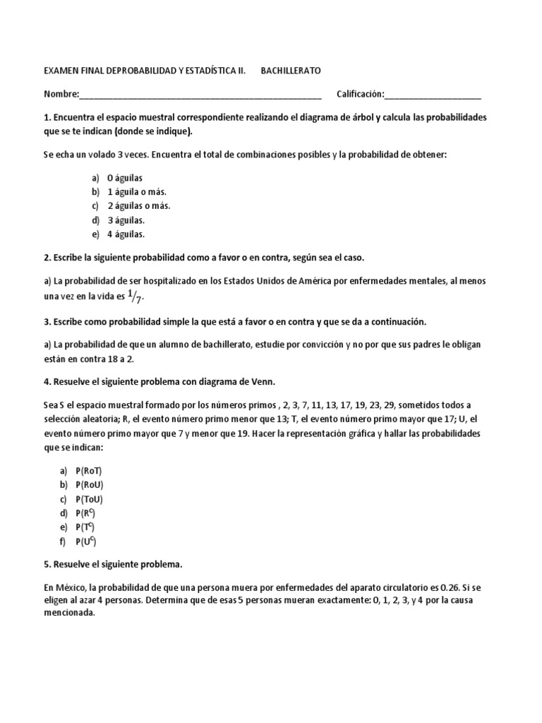 E Final de Probabilidad y Estadística Ii | PDF