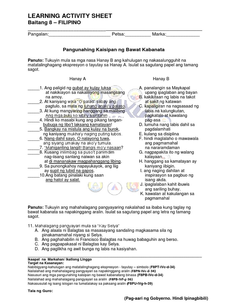 Filipino Grade8 Q4 LAS3 Final-Edit | PDF