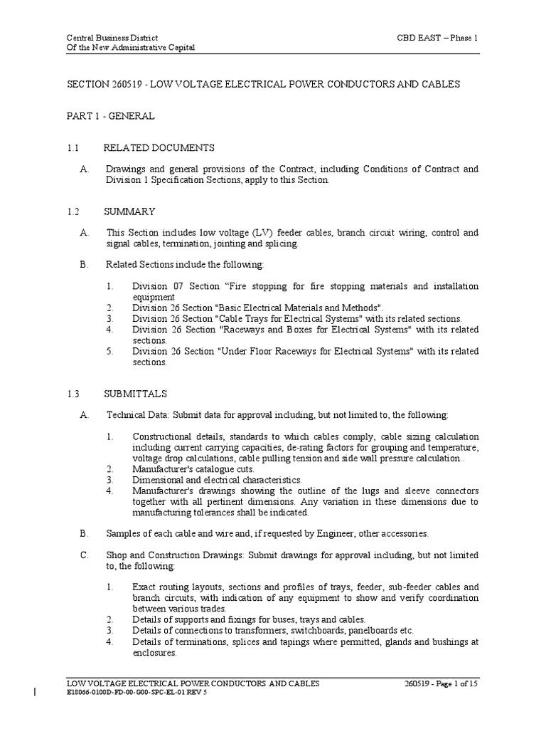 Low Voltage Electrical Power Conductors and Cables-Rev05 | PDF ...