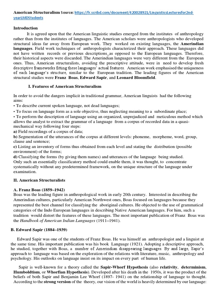American Structuralism | Download Free PDF | Linguistics | Syntax