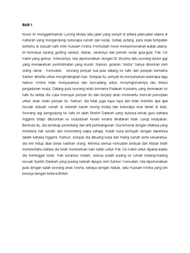 Sinopsis Lorong Midaq | PDF | Klasik