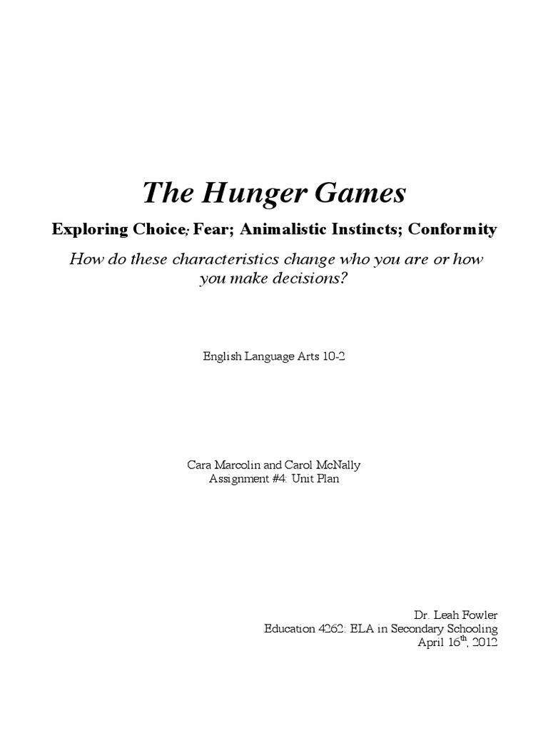Hunger Games Unit Plan Overview | PDF | Reading Comprehension | Multimedia