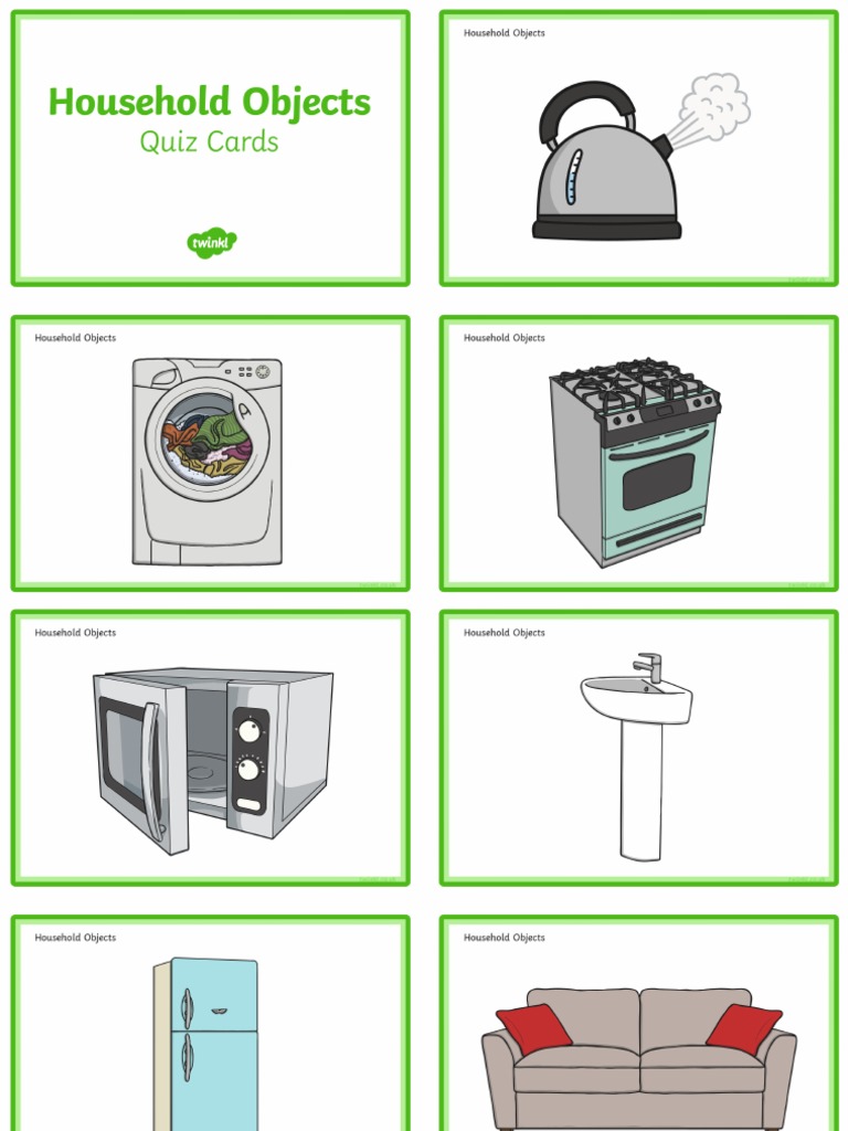 Household Objects Quiz Cards | PDF