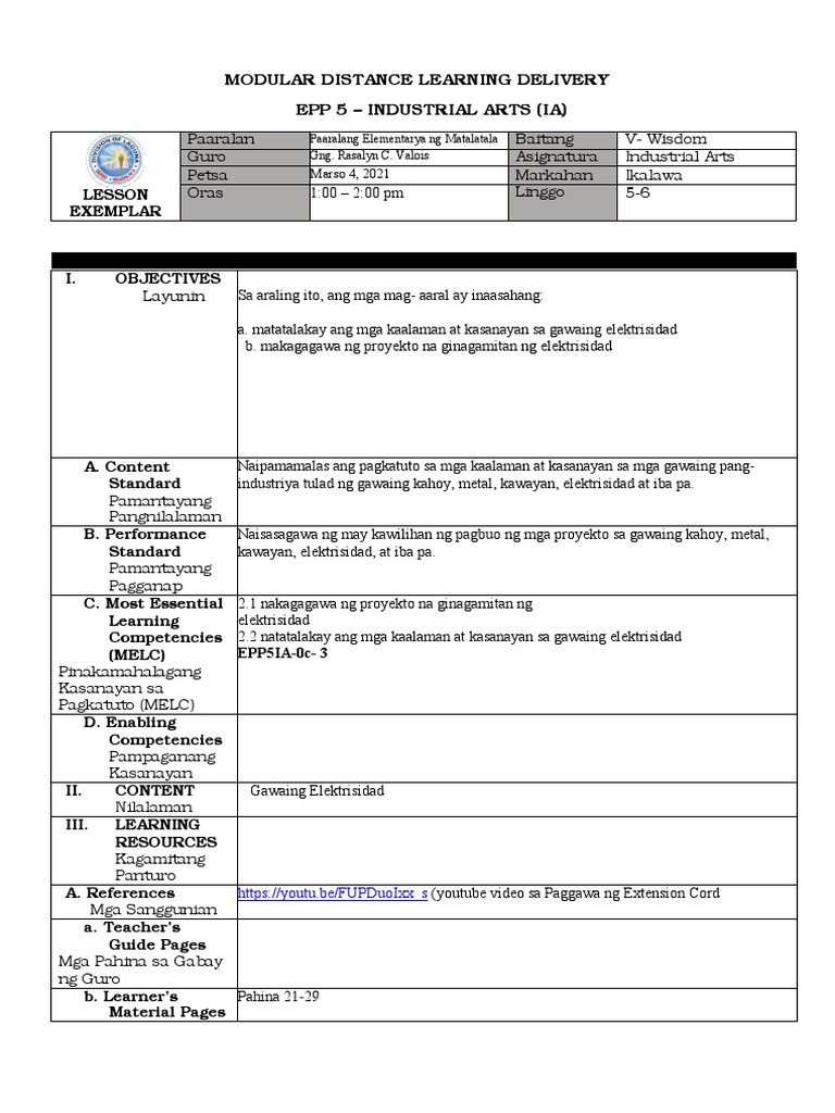 1ST Cot Epp-Ia-5 | PDF
