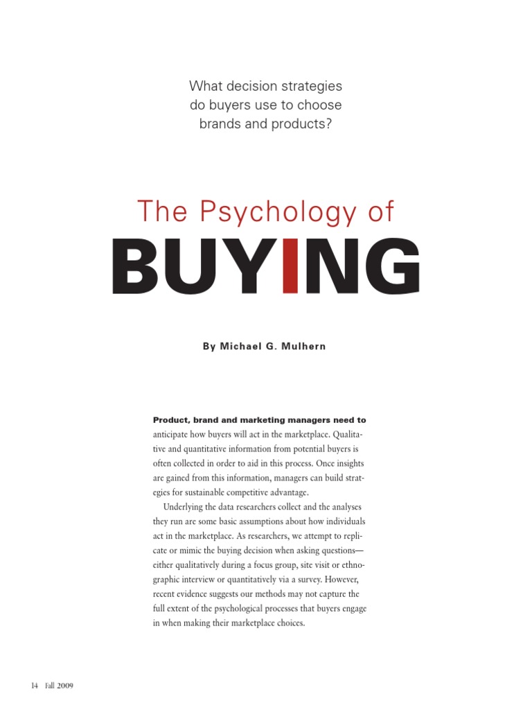 The Psychology of Buying | PDF | Psychology | Marketing