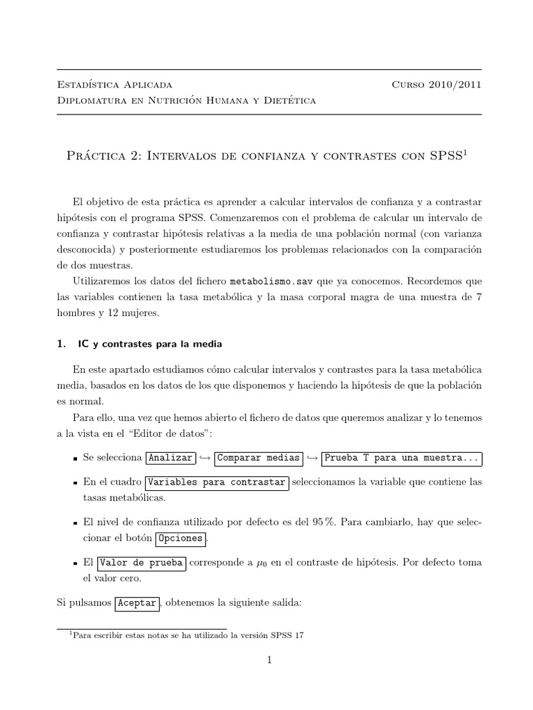 SPSS 1 | PDF | Intervalo de confianza | Spss