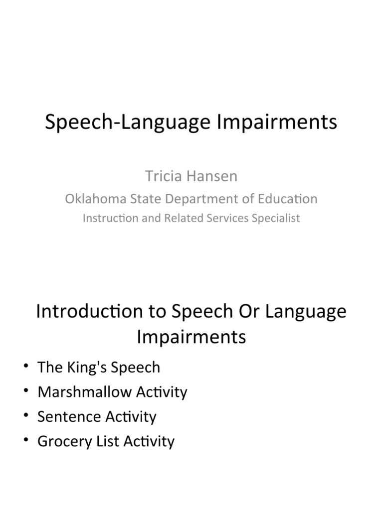 Speech Language Impairments | PDF | Speech | Neuropsychological Assessment
