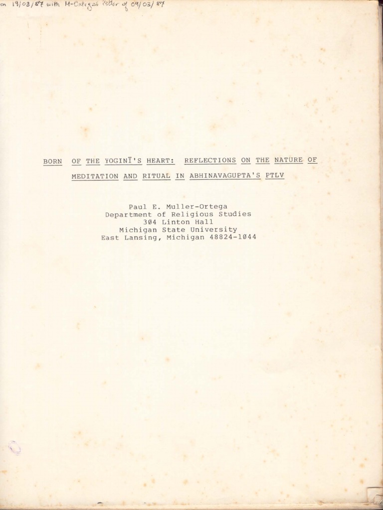 Born of The Yogini's Heart - Paul E Muller Ortega | PDF
