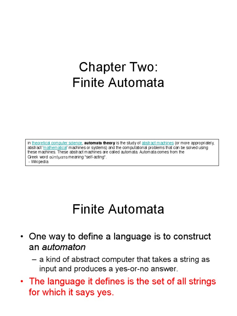 Chapter Two Finite Automata Theoretical Computer Science Abstract Machines Mathematical Pdf 