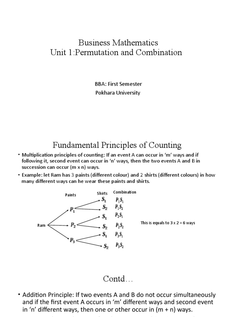 Unit 1 (A) - Permutation and Combination | PDF | Mathematical Objects | Teaching Mathematics