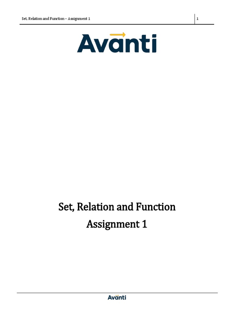 11 - Set, Relation - Function - Assignment - 1 - (Introduction To Sets ...