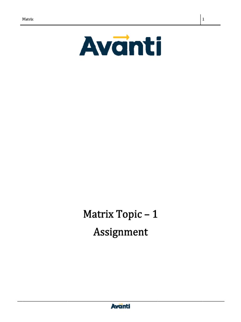 Maths Matrix Topic 1 Assignment | PDF | Matrix (Mathematics ...