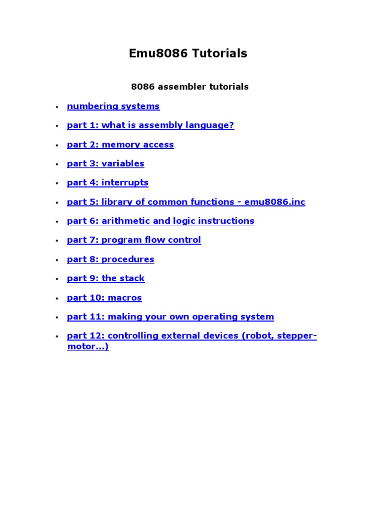 Emu8086 Tutorial | Download Free PDF | Assembly Language | Subroutine