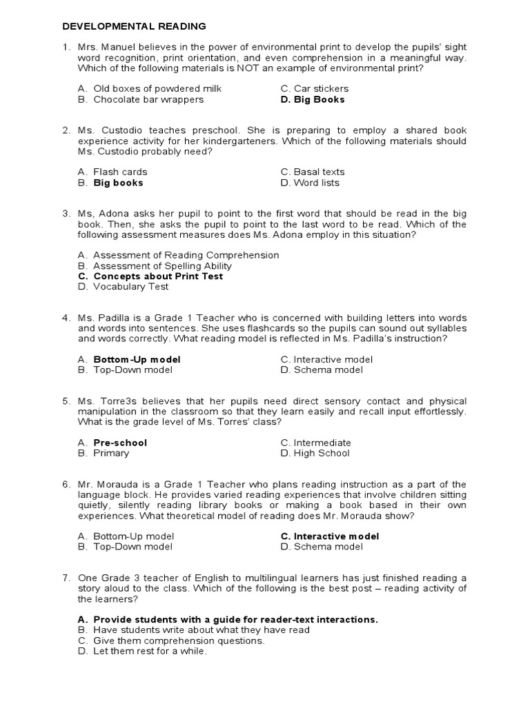 Developmental Reading | PDF | Reading Comprehension | Applied Psychology