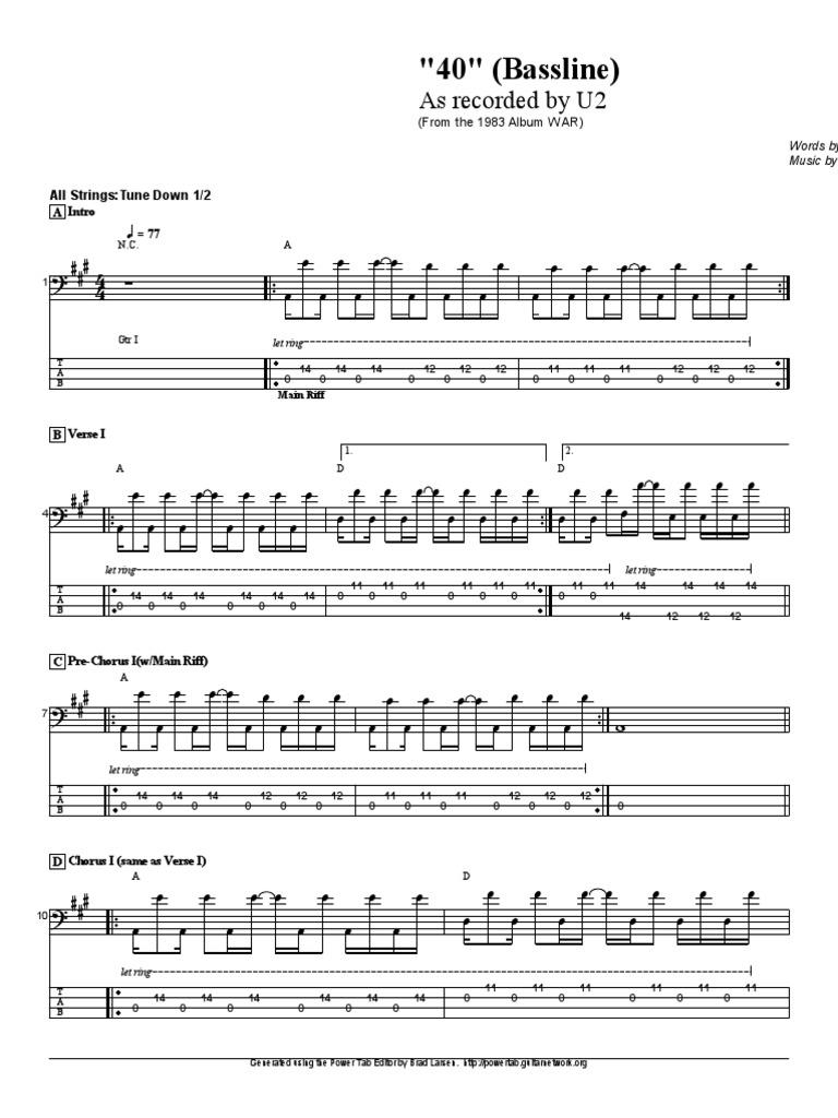 U2 - 40 Bass | PDF | Song Structure | Musical Compositions