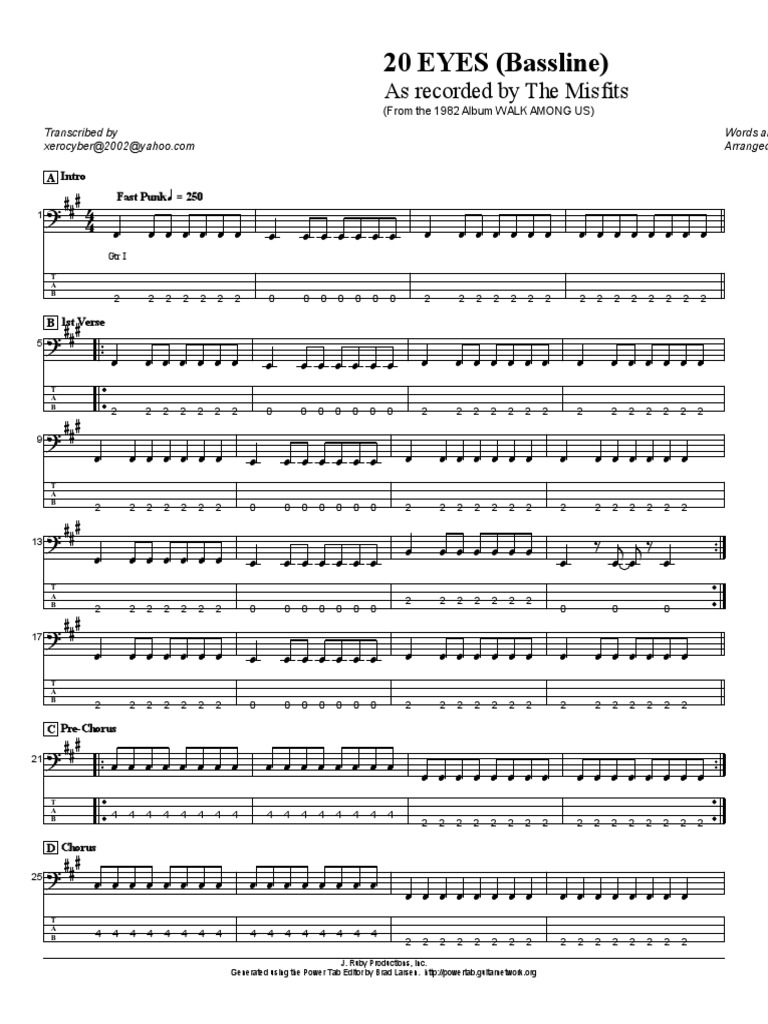 The Misfits - 20 Eyes Bass | PDF | Entertainment (General)