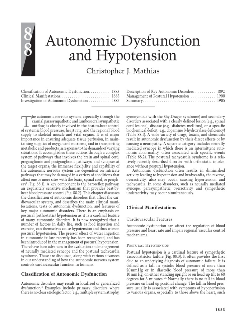 Autonomic Dysfunction and Hypotension: Christopher J. Mathias | PDF ...