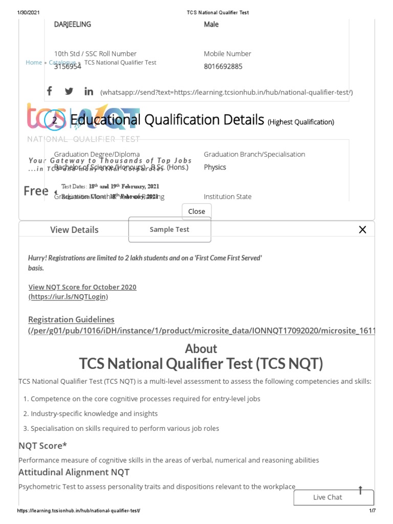 TCS National Qualifier Test | PDF | Psychometrics | Test (Assessment)