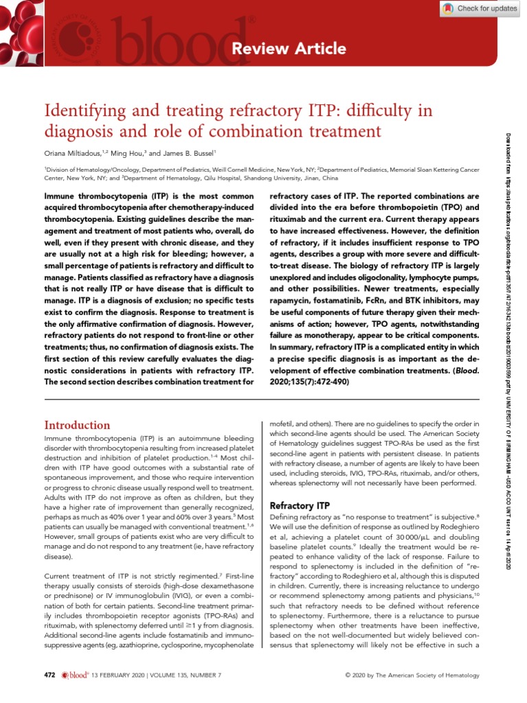 Refractory ITP | PDF | Hematopoietic Stem Cell Transplantation ...
