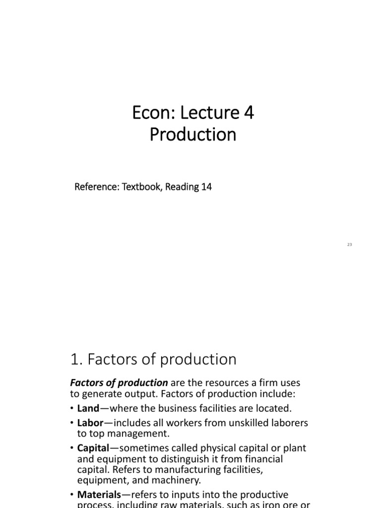 Econ 4 (Slides) | PDF | Factors Of Production | Labour Economics