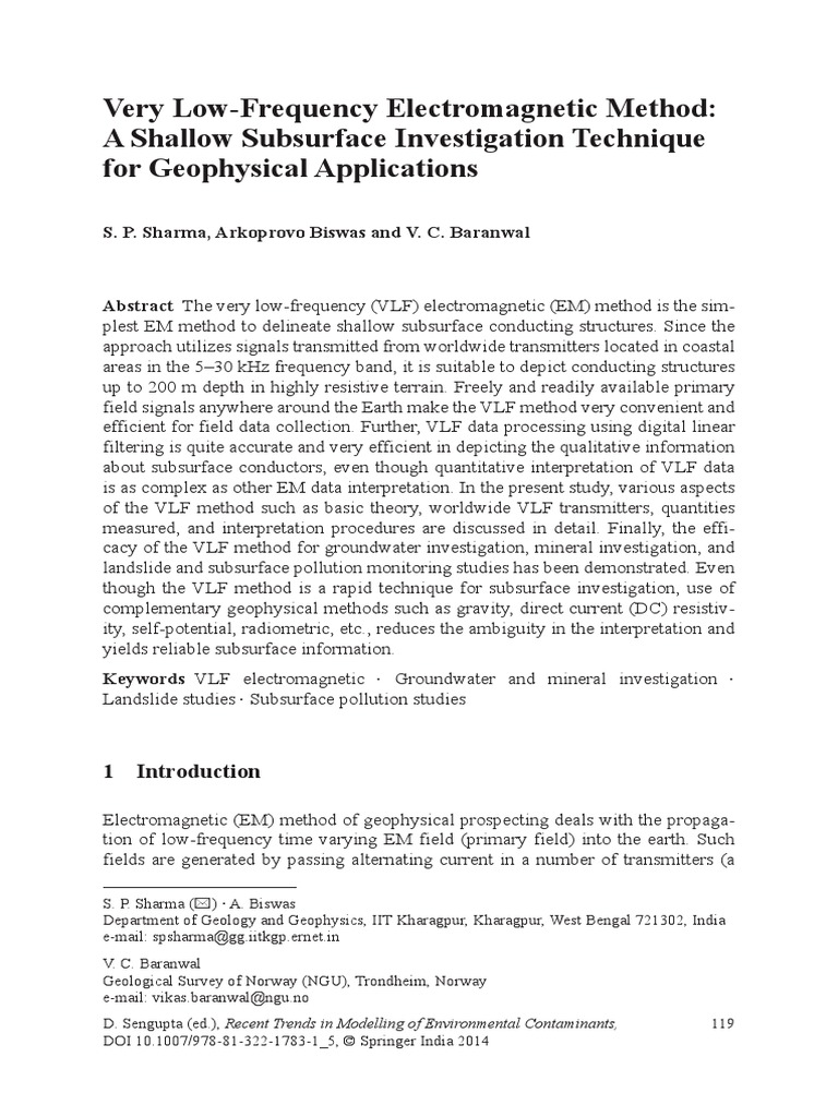 Very Low-Frequency Electromagnetic Method: A Shallow Subsurface Investigation Technique For ...