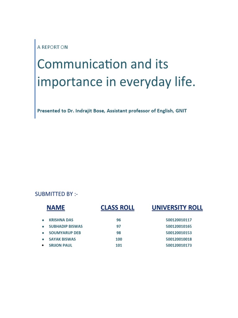 Communication in Everyday Life Word | PDF | Communication | Human Nature