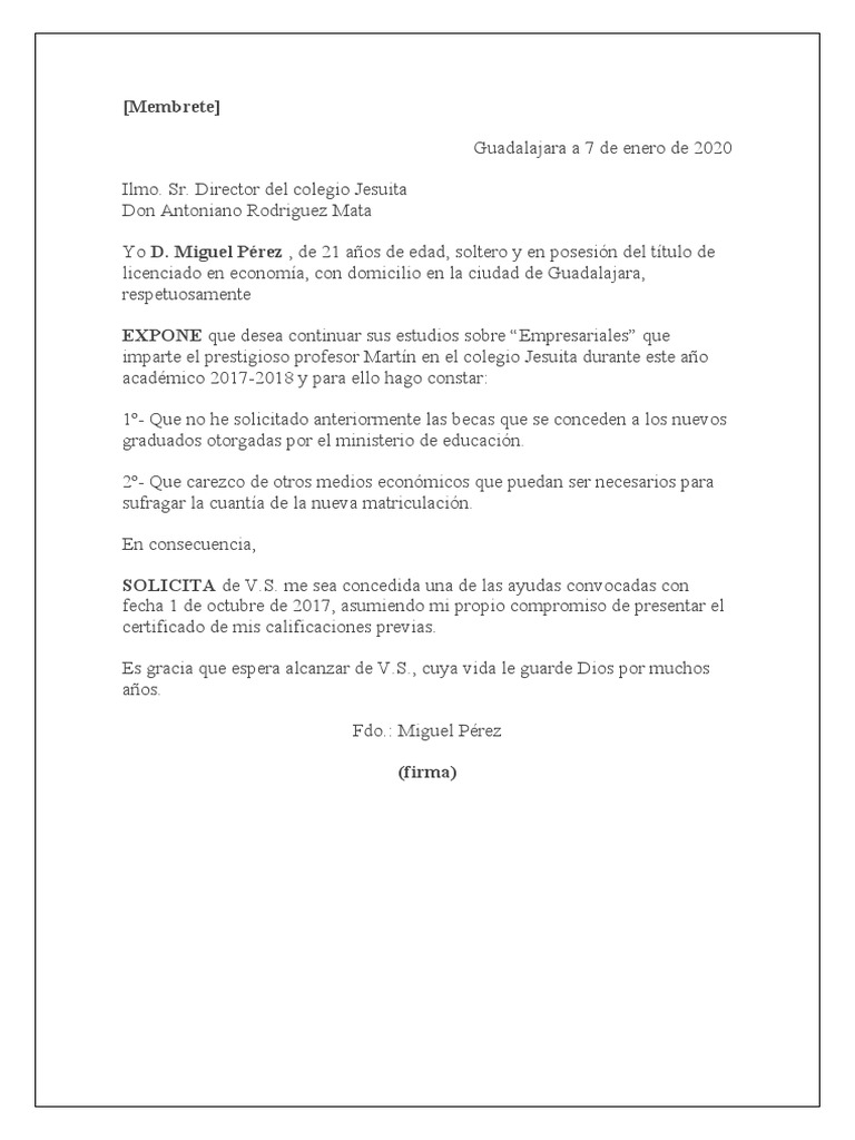 Carta Formal Director Escuela | PDF
