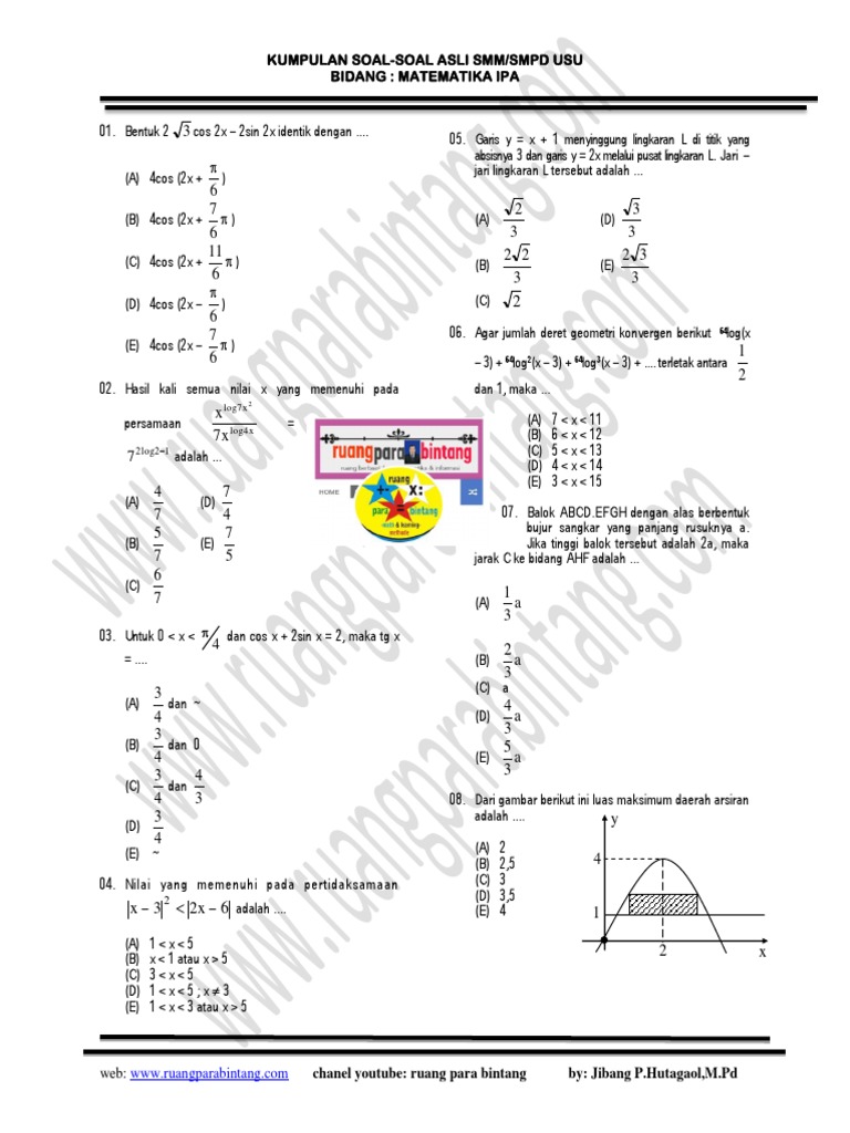 Soal Latihan MM Ipa SMM-SMPD Usu - 1 | PDF
