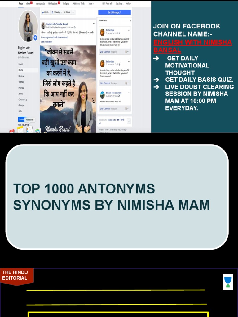 List of Root Words, Synonyms and Antonyms | PDF