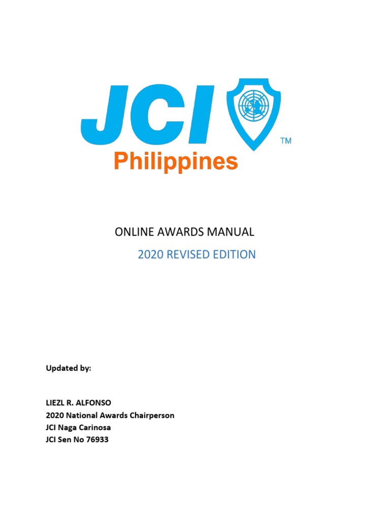 JCI Philippines Awards Manual 2020 | PDF | Goal | Corporate Social ...