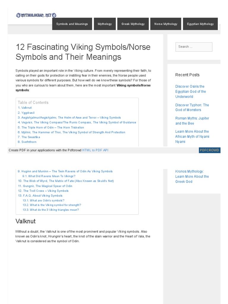 Mythologian Net Viking Symbols Norse Symbols Meanings | PDF | Norse Mythology | Odin