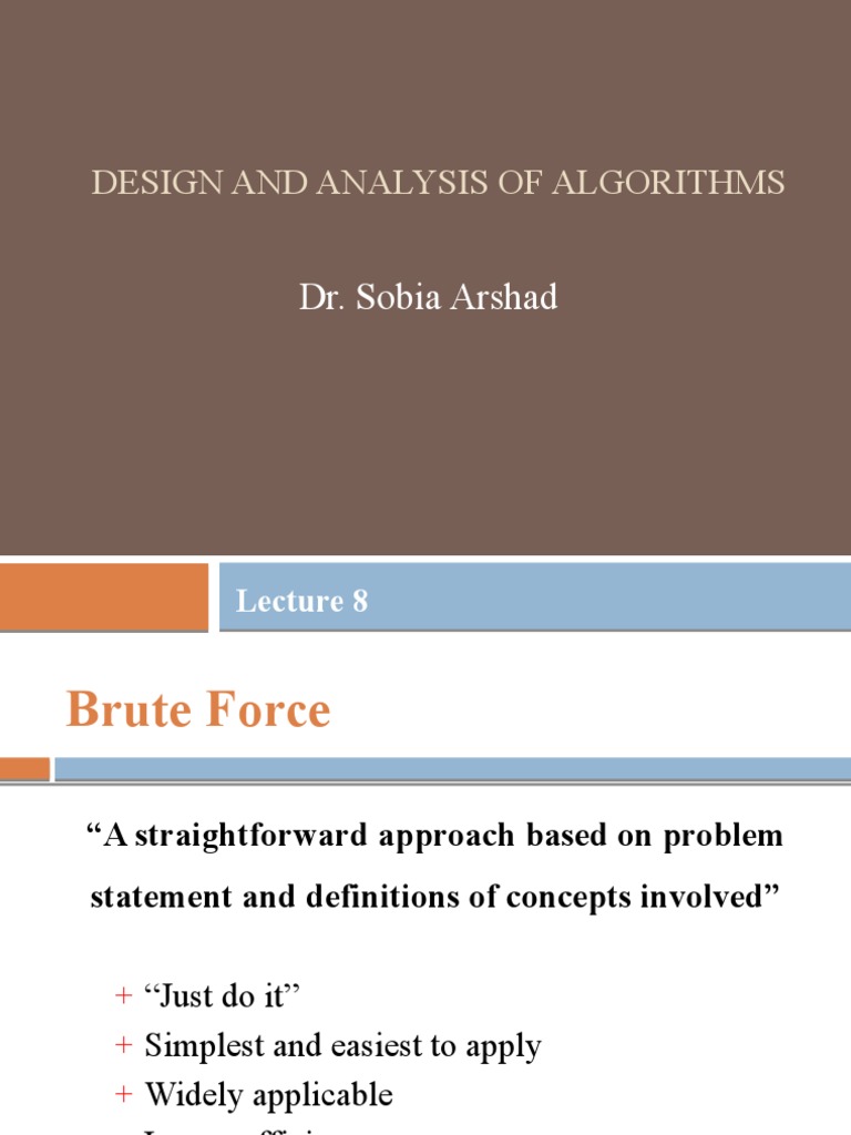 Design and Analysis of Algorithms Lecture on Brute Force Techniques ...