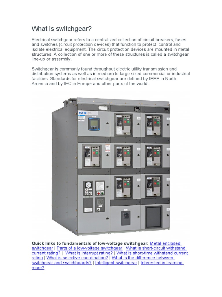 An In-Depth Look at Low-Voltage Switchgear: Its Components, Ratings ...
