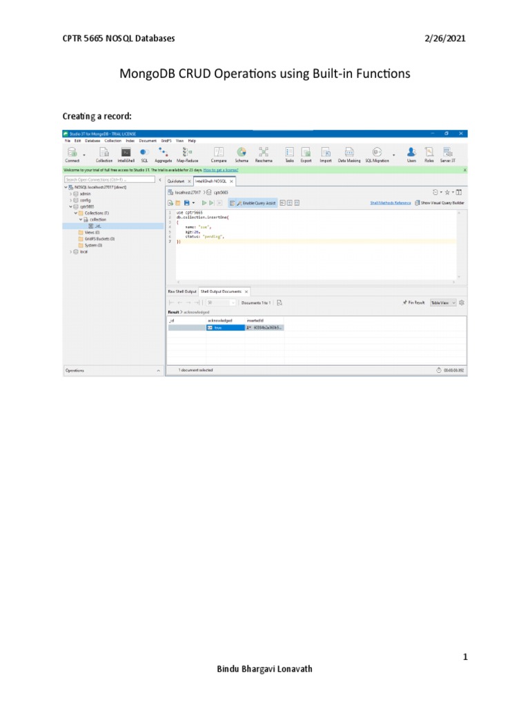 MongoDB CRUD Operations | PDF