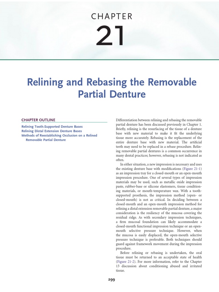 Relining and Rebasing The Removable Partial Denture: Chapter Outline ...