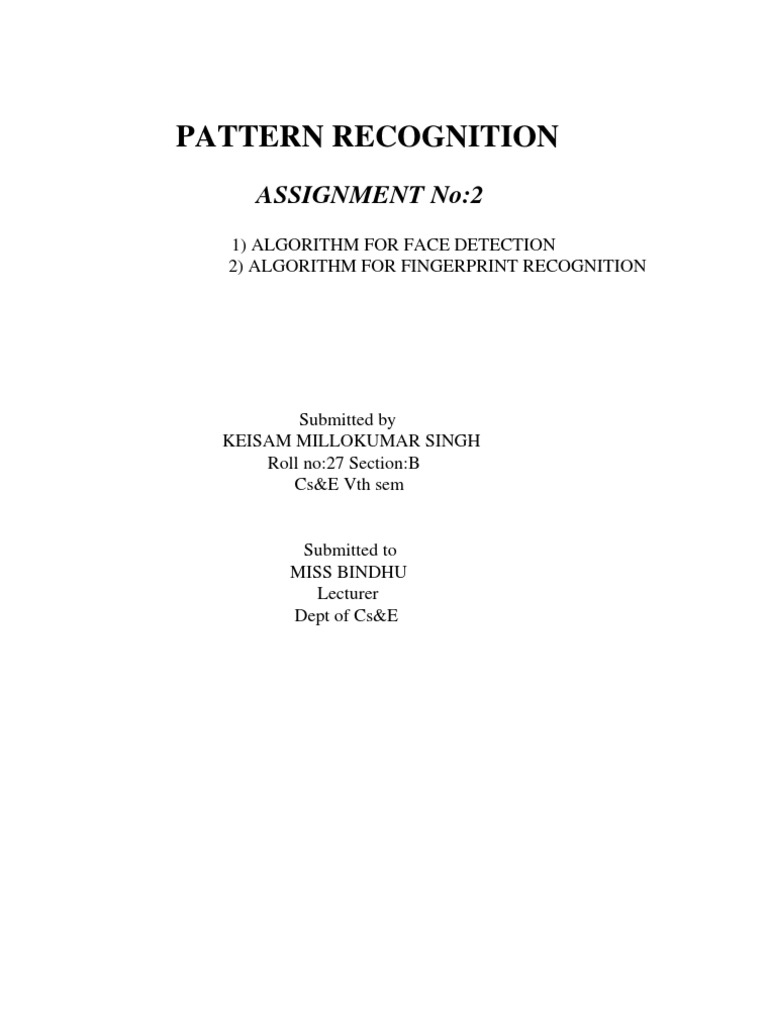 Pattern Recognition Assignment No2 Pdf Fingerprint Image Resolution