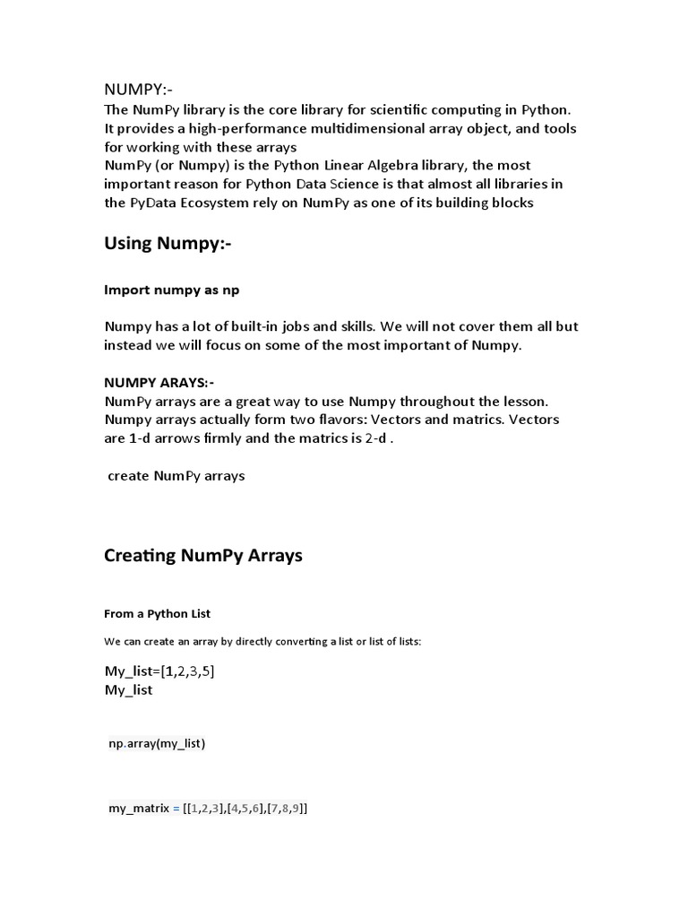 Numpy&pandas | Download Free PDF | Matrix (Mathematics) | Computer ... Numpy&pandas | Download Free PDF | Matrix (Mathematics) | Computer ...