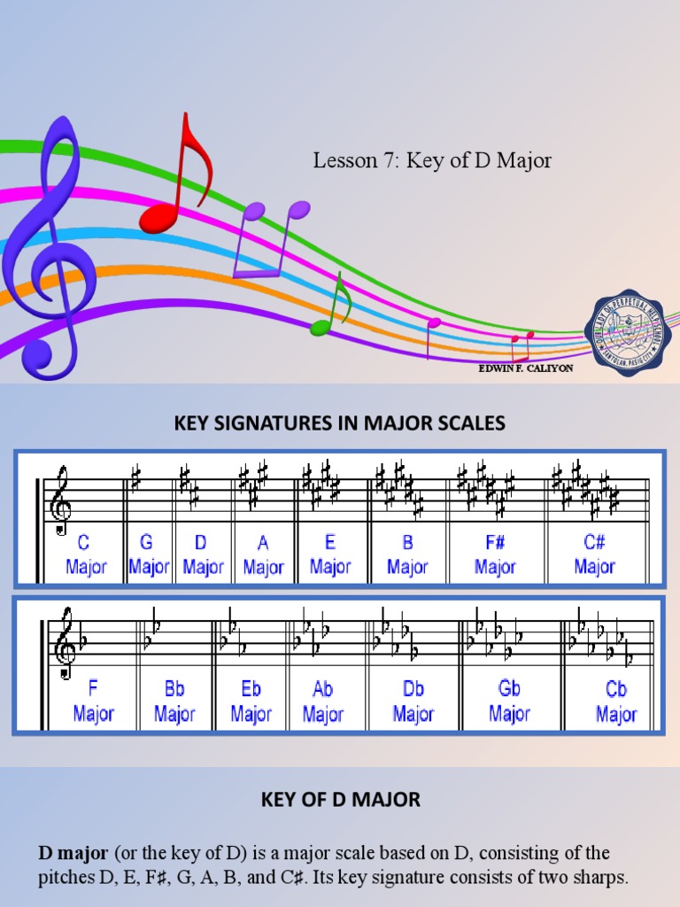 Lesson 7: Key of D Major: Edwin F. Caliyon | PDF | Music Theory ...