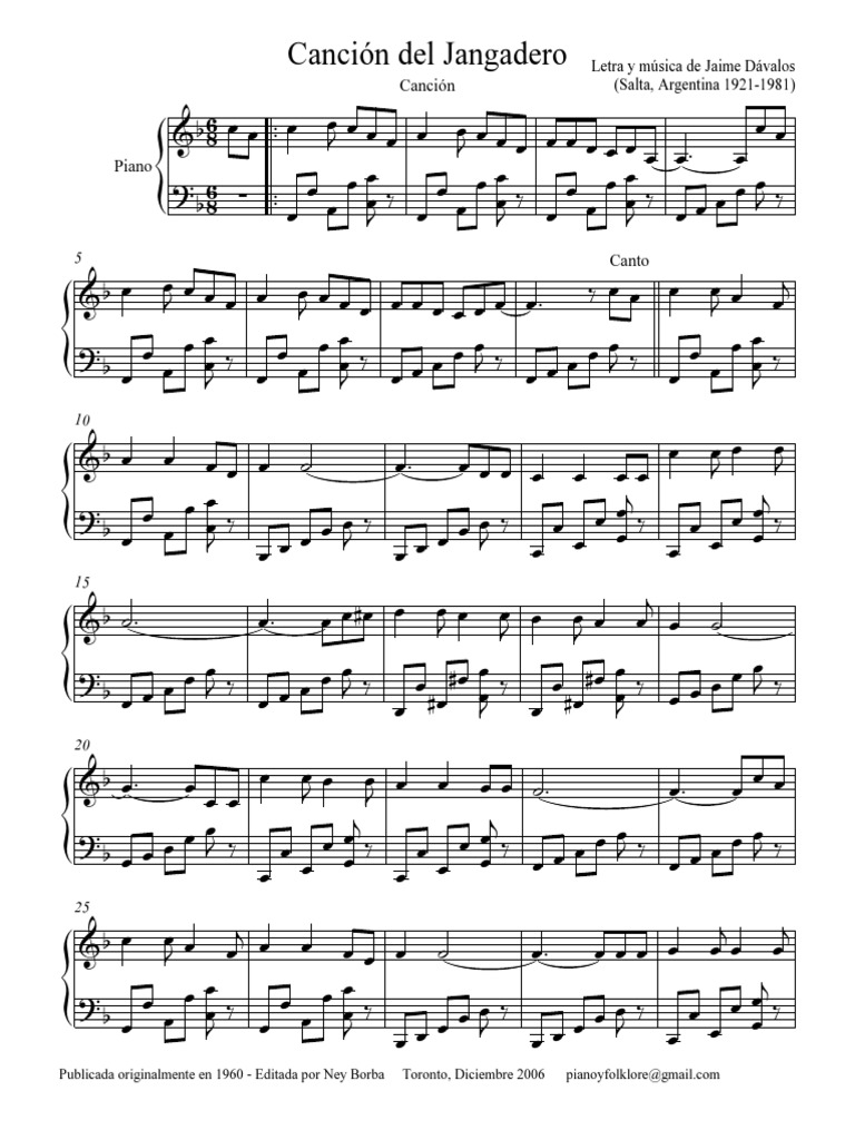 Cancion Del Jangadero - Partitura y Letra | PDF | Entretenimiento (general)