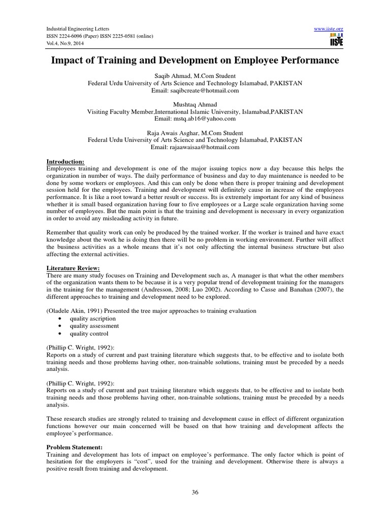 Impact of Training and Development On Employee Performance | PDF ...
