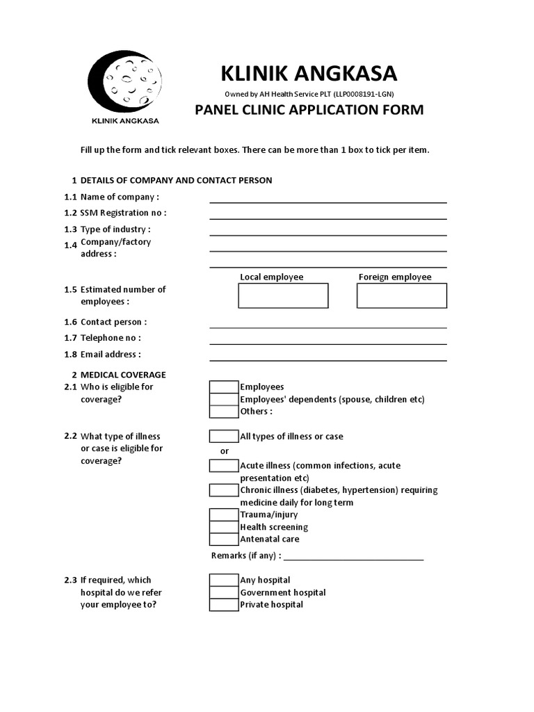Ka Panel Application Form | PDF | Clinic | Hospital