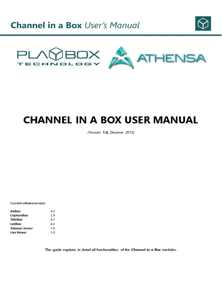 Channel in A Box User Manual | PDF | Menu (Computing) | System Software
