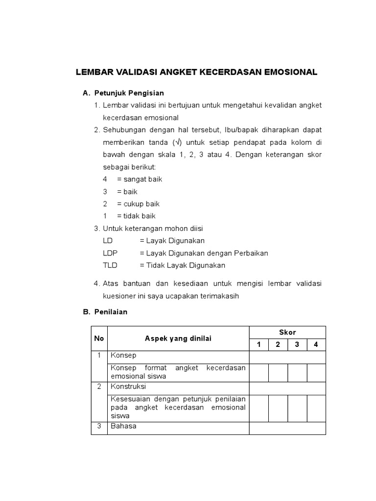 Lembar Validasi Angket | PDF