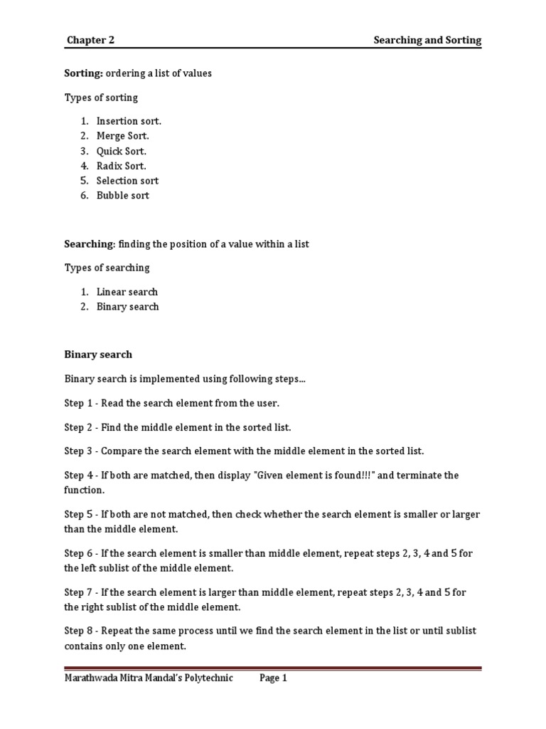 An In-Depth Exploration of Common Searching and Sorting Algorithms | PDF | Array Data Structure ...