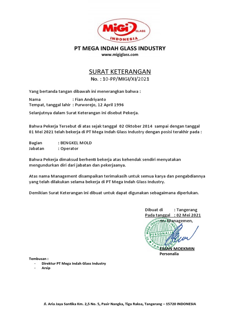 PT Mega Indah Glass Industry | PDF